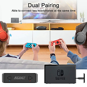 SZMDLX Bluetooth 5.0 USB-C Audio Transmitter, 3.5 mm Mic for Voice Chat Support, Plug and Play for PS5 / PS4 / Other Devices, PC, Black