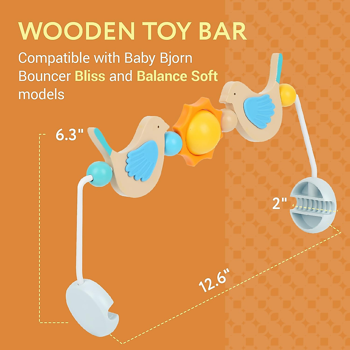 Impresa Wooden Toy Bar for Baby Bjorn Bouncer to Fascinate Your Child - Universal Impresa Toy Arch Intended for BabyBjorn Bouncers - Wooden Toys for Babies for Development of Motor Skills