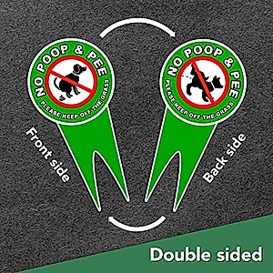 2 PC No Dog Poop Signs for Yard - 12x6 Double Sided Dibond No Pooping Dog Signs for Yard - Keep off Grass Sign - No Dogs Allowed Sign - Dog Poop Sign