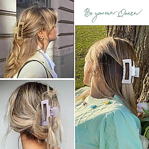 Sisiaipu 3.5 Inch Medium Hair Claw Clips 6 Pack Hair Clips for Women Square Claw Clips Rectangle Clips for Hair Banana Jaw Clips Hair Accessories for Girls -Ice Cream