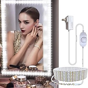 ZOKON 13ft/4M Bendable Led Vanity Mirror Lights Kit Vanity Make-up Mirror Adjustable Flexible Strip Light Table Set with Dimmer Power Supply Mirror Not Included (White)