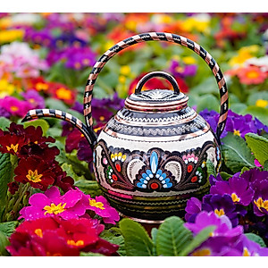 Gneric Copper Flower Watering Can,Pure Copper Pitcher,Handmade Copper Watering Pot,Mini Plant Watering Pot,Copper Watering Can for Flower (Patterned)