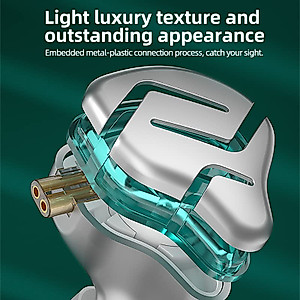 erjigo Dynamic and Electrostatic Multi-Drivers Earbuds Headphones, KZ ZES HiFi Stereo Sound in-Ear IEM Earphones Headsets Detachable Silve Plated Wired, KZ in Ear Monitor (with Microphone, Silver)