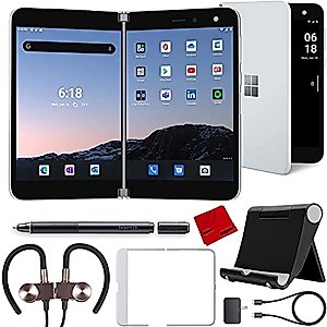 Microsoft Surface Duo 256GB AT&T Locked, Glacier TGM-00001 Bundle with Wacom KP13300D Ballpoint Pen + Deco Gear Wireless Earbuds + Tablet Stand & More