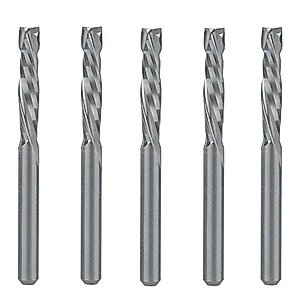 HOZLY 1/8 Inch Shank Carbide End Mills Up & Down Cut CNC Spiral Router Bits 2 Flutes Milling Cutter Compression Router Bit for Engraving Milling Woodworking Pack of 5