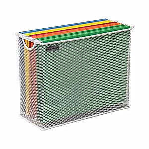 Mind Reader FILEBASK-WHT Metal Mesh Storage Letters, Documents, Folders, Office Organization, White File Basket