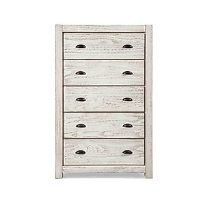 Grain Wood Furniture Montauk 5-Drawer Chest, Solid Wood with a Rustic Walnut Finish