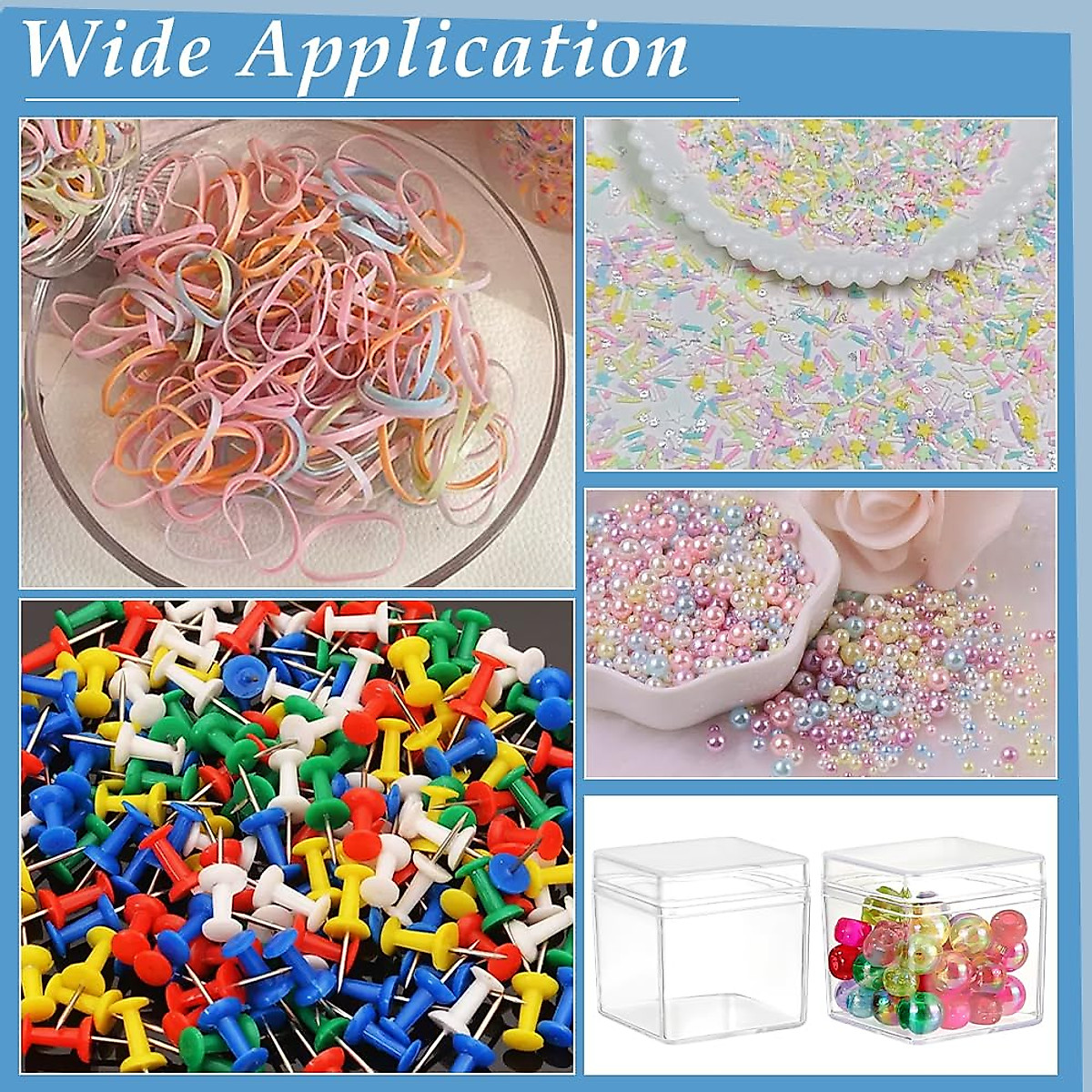 BENECREAT 18 Pack Square High Transparency Plastic Bead Storage Containers Box Case for beauty supplies,Tiny Bead,Jewerlry Findings, and Other Small Items - 1.57x1.57x1.57 Inches