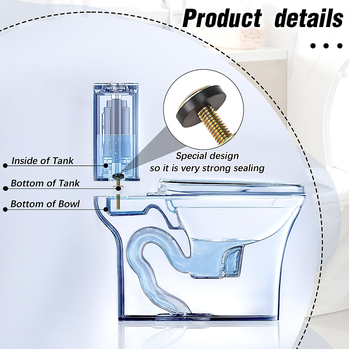 2 Pcs Universal Toilet Seat Screws Heavy Duty Toilet Seat Hinge Bolt and Screw Set, Metal and Rubber Washers with White Plastic Nuts for Top Mount Toilet Seat Hinges Replacement Parts