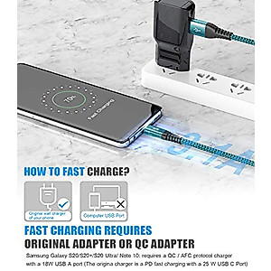 sweguard USB C Cable 3.1A Fast Charging [2-Pack,3.3ft+3.3ft], USB-A to USB-C Charger Nylon Braided Cord for Samsung Galaxy S22 S21 S20 S10 S9 S8 Plus/FE Note 20 10 9 8, A71 A51 A32,LG,Moto,PS5-Green