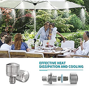 Fogland Misting Nozzles for Cooling System:20pcs Clogging-Prevent Cleanable Stainless Steel Mist Nozzles 0.012" Orifice 10/24 UNC for Patio Garden Trampoline