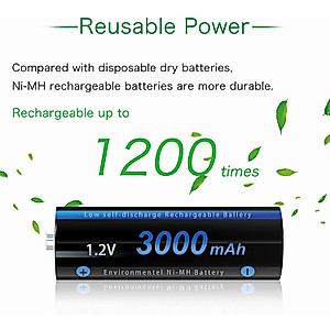 CITYORK 1.2V NIMH AA 3000mah Rechargeable Batteries for Solar Lights Lamp