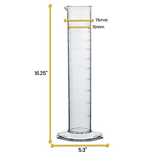 EISCO Graduated Cylinder, 1000mL - Class A Tolerance - Octagonal Base - TPX Plastic - Industrial Quality, Autoclavable