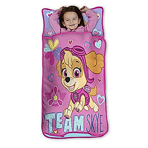 Paw Patrol Team Skye Toddler Nap-Mat Set - Includes Pillow and Fleece Blanket – Great for Girls Napping During Daycare or Preschool - Fits Toddlers, Pink