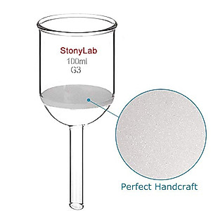 StonyLab Borosilicate Glass Buchner Filtering Funnel with Fine Frit(G3), 56mm Inner-Diameter, 60mm Depth (100ml)