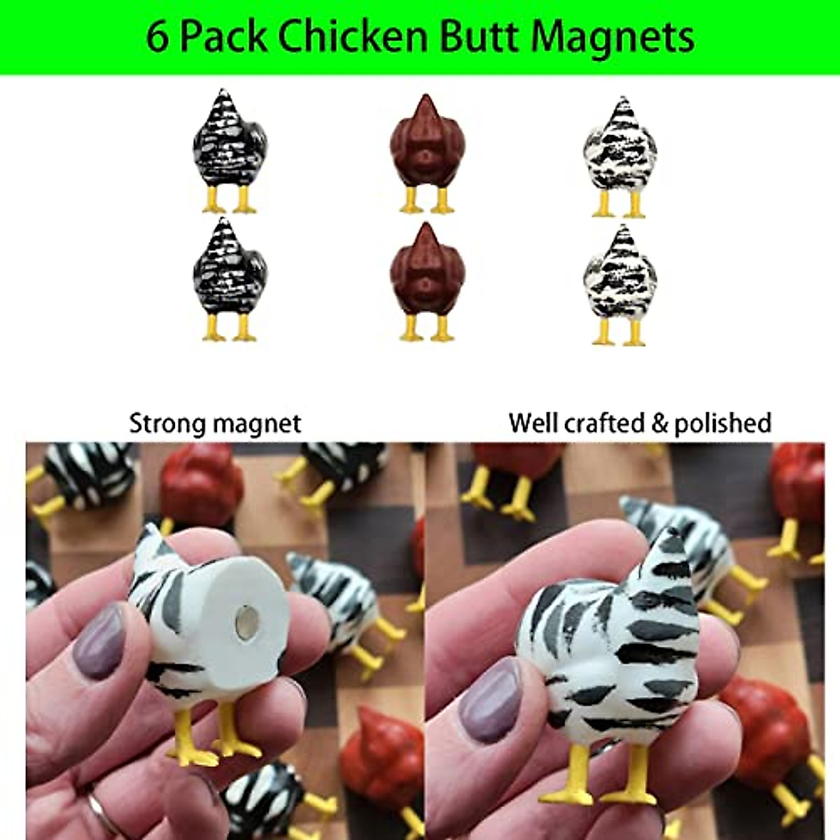 6 Pack Chicken Butt Magnets for Refrigerator - Magnetic Decorative Chicken Butt - Refrigerator Animal Magnet - Chicken Home Decor - Prank Funny Chicken Butt Gift