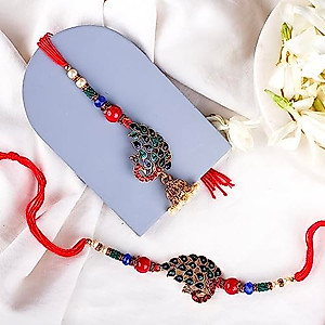 IndoTribe Set Of 2 Rakhi For Brother And Bhabhi Rakhi For Brother Rakhi Set Rakhee For Brother Sister Bracelets Rakhi Gifts For Brother Lumba Rakhi For Bhabhi Rakhi With Roli Chawal Rakhi Set rakhi