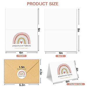 HiABNRT 50 Pack Baby Shower Thank You Cards with Envelopes (4"x6"), Boho Rainbow Watercolor Thank You Cards for Baby Shower Birthday Supplies, Baby Shower Thank You Cards for Baby Girl Baby Boy