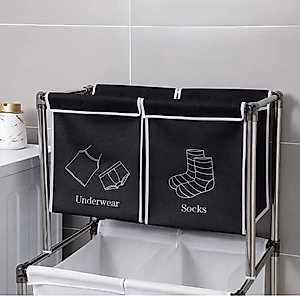 ZJWSRSST Laundry Basket 2 layer laundry sorter with 4 detachable bags for sorting clothes, laundry, closet, bathroom, living room or bedroom areas laundry separator hamper