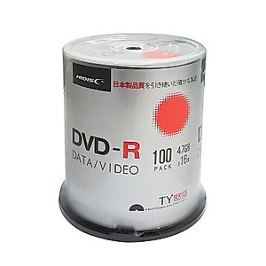 HIDISC TY Series DVD-R 16X 4.7GB White Inkjet Hub Printable DVD-R - 100 Cake Box