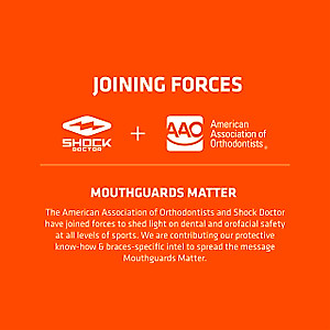 Shock Doctor Upper & Lower Mouth Guard for Braces w/Helmet Strap, Teeth Protection for Football Helmet, Adult & Youth Sizes