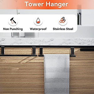 Over Cabinet Cupboard Door Towel Bar, 2 Pack Stainless Steel Kitchen Towel Holder Over Door Towel Rack Bar Holder Towel Racks for Bathroom Door (23cm)