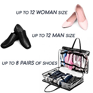 Shoe Travel Bag for Multiple Shoes 8 Pairs - Travel Shoe Organizer - Portable Luggage Shoes Carrier Sneaker Bag - Shoe Storage Case - Oxford