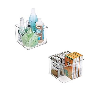 Soko Design 2-Pack Clear Plastic Storage Bins, Storage Container For Pantry | Clear Storage Containers, Stackable Storage Bins | Plastic Storage Bins for Pantry, Fridge Container…
