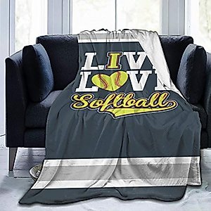 Feim-AO Ive Love - Softball Blanket Premium Microfiber Fleece Blanket Super Soft Cozy Warm Bed Blanket Couch Decorative Throw Blankets for Living Room Bedroom Dorm