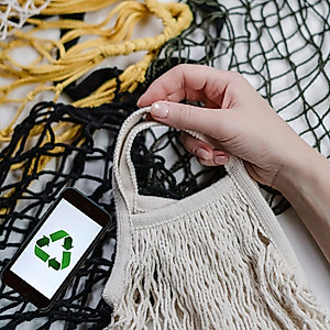 YOYI YOYI Reusable Produce Bags Cotton Mesh Grocery Bags,Washable Portable Vegetable Bag, 100% Cotton Mesh String Organizer Shopping Bag Handle Net Tote(2 Piece yellow Large)