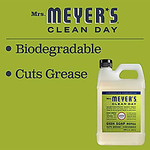 MRS. MEYER'S CLEAN DAY Liquid Dish Soap Refill, Biodegradable Formula, Lemon Verbena, 48 Fl Oz (Pack of 1)