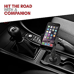 Macally Car Cup Holder Phone Mount - Secure Cupholder Fit for Phones up to 4.1” Wide - Cup Phone Holder for Car with Flexible Gooseneck & 360° Rotatable Cradle - Cell Phone Cup Holder for Car