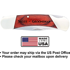 Palmetto Wood Shop Bear and Son 205R Pocket Knife with Personalized Laser Engraved Rosewood Handle