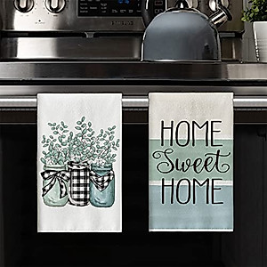 Artoid Mode Plank Vase Eucalyptus Sweet Home Kitchen Towels Dish Towels, 18x26 Inch Seasonal Spring Summer Decoration Hand Towels Set of 2