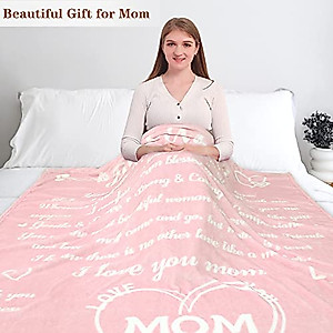 Aiideals Gifts for Mom, Birthday Gifts for Women, Mom Birthday Gifts from Daughter or Son, I Love You Mother Gift Blanket for Valentines Day, for Mom, 65x55 inch, Blush
