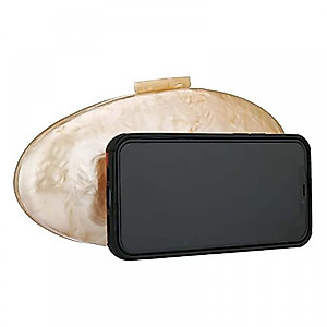 EROUGE Women Evening Pearl Bag Gold Acrylic Clutch Handbag for Evening Wedding Party (Gold)