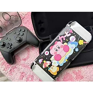 ENFILY Cute Protective Case for Nintendo Switch OLED, Cute Bling Clear Soft TPU Slim Cover, Kawaii Dockable Case for NS, Sparkle Skin Set