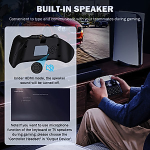 MoKo Keyboard for PS5 Controller, PS5 Bluetooth Wireless Mini Keyboard Chatpad for PlayStation 5 Controller, Game Keypad Built-in Speaker with 3.5mm Audio Jack for Messaging and Game Live Chat, Black
