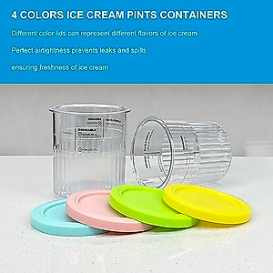 CUTIECLUB 4 Ice Cream Pint Containers 24oz and Lids for Ninja Creami NC500 NC501 Series Deluxe ice Cream Makers, and 12 Pack 5 oz Square Clear Plastic Dessert Cups with Spoons Set