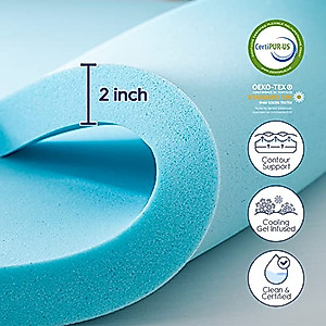 ELEMUSE Dual Layer 4 Inch Memory Foam Mattress Topper King, 2 Inch Cooling Gel Memory Foam Plus 2 Inch Bamboo Pillow Top Cover, Comfort Support Back Pain Relief