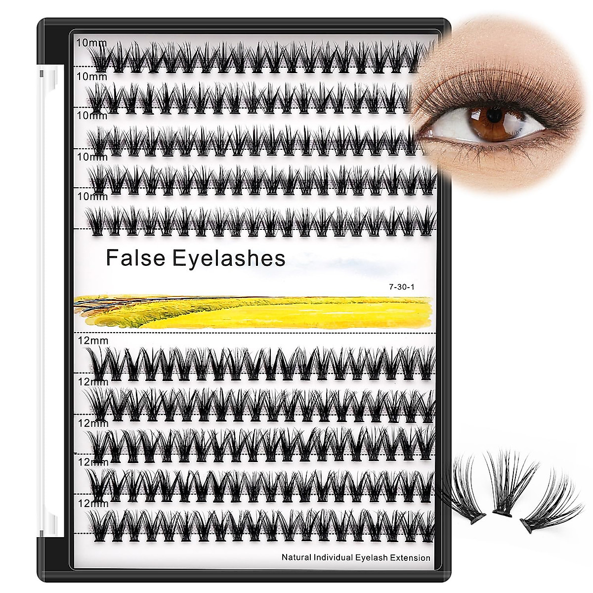 Vayator 10+12mm Mixed 12+14mm Mixed Tray Mink Eyelash Extension Natural 3D Russian Volume Faux Eyelashes Individual 20D Cluster Lashes Makeup (10mm+12mm Mixed)