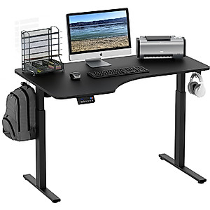 SHW 55-Inch L-Shaped Electric Height Adjustable L-Shaped Standing Desk with Left Facing Corner, Black