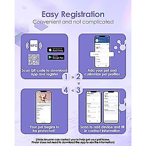 PawsRealm NFC & QR Code Pet ID Tag, Silicone Silent Dog Tag, Cat Name Tag, Personalized Customized Dog Tag, Modifiable Pet Online Profile, Instant Pet Location Alert Email, Anti-Lost Function