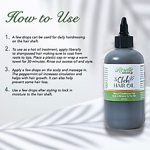 Roselle Naturals Chebe Oil for Hair Growth Made in USA 8 Fl Oz - Chebe Powder Hair Oils for Hair Growth, Chebe Hair Oil, Chebe Hair Growth Oil, Chebe Hair Grease for Stronger, Longer, Thicker Hair