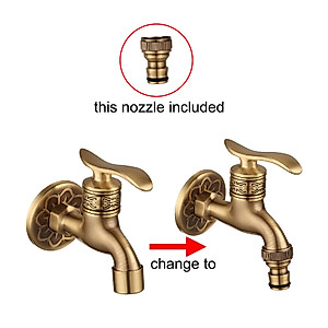 TOLIWEL Antique Brass Garden Outdoor Faucet Bathroom Wall Mount Water Decorative Hose Single Cold Tap G 1/2 inch Connection Spigot