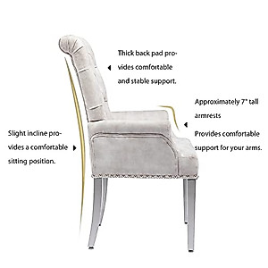GATOSIG Tufted Velvet Upholstered Dining Chairs with Nailhead Trim, Stainless Steel Leg for Kitchen/Bedroom/Dining Room (Beige)