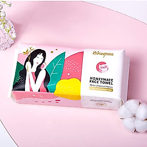 Honeymate Cotton Face Towels, 280 Count Ultra Soft Extra Thick Disposable Facial Tissues for Sensitive Skin and used as Washcloths, Makeup Remover (4 Pack)