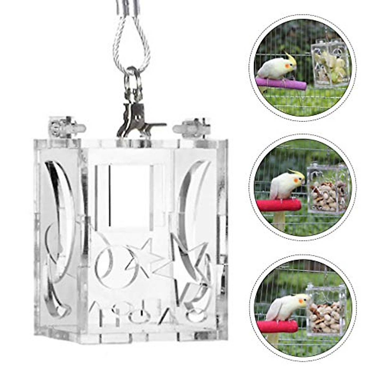 balacoo Bird Parrot Acrylic Foraging Toy Creative Hanging Parakeet Treat Feeder Toy Transparent Cockatiel Food Toys for Parakeet Cockatiel Conure