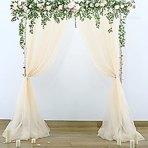 Tulle Backdrop Curtain for Parties 10ftx8ft Champagne Sheer Backdrop Curtain for Wedding Birthday 2Panles 5ftx8ft