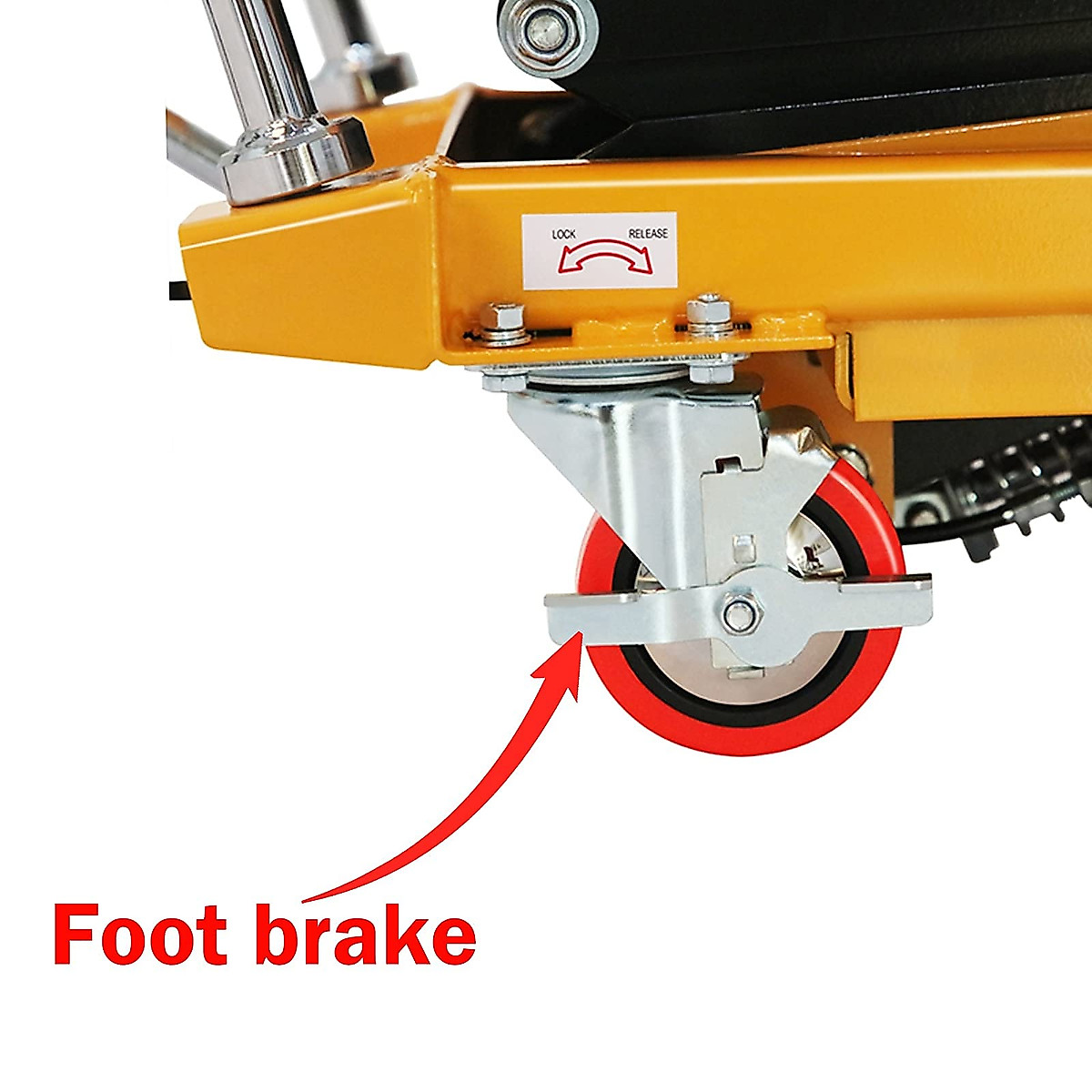 APOLLOLIFT Hydraulic Lift Table, 1100lbs Capacity 35.4" Lifting Height, Single Scissor Lift Table Cart with 4 Wheels and Safety Back Guard for Material Handling and Transportation
